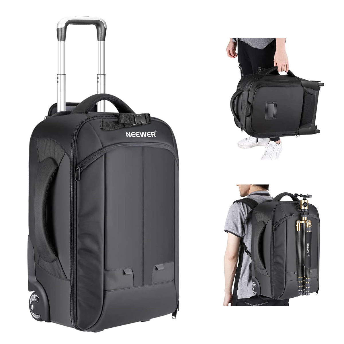 NEEWER Convertible Rolling Camera Backpack with Waterproof Rain Cover ...