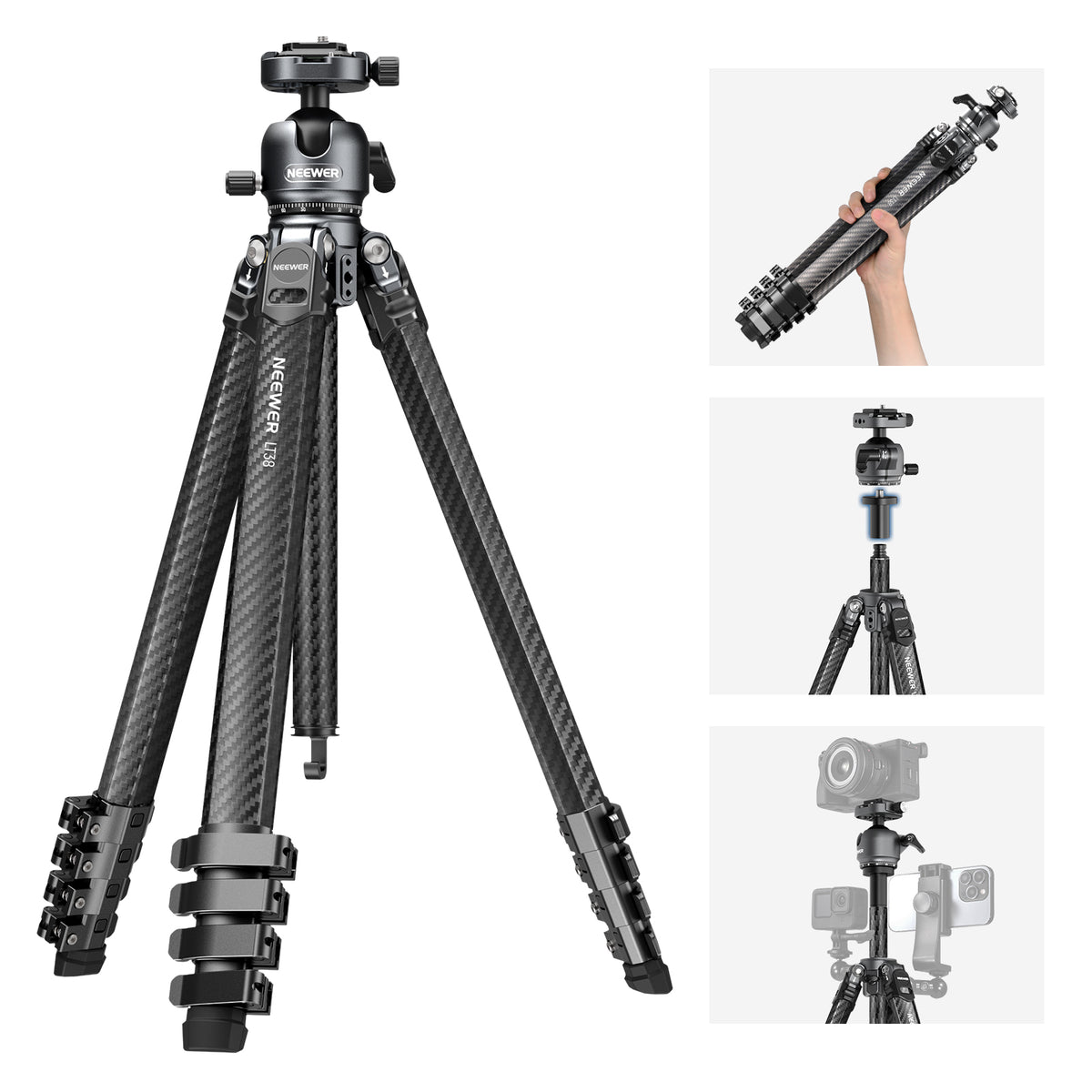NEEWER LITETRIP LT38 61" 155cm Carbon Fiber Tripod – NEEWER.AU