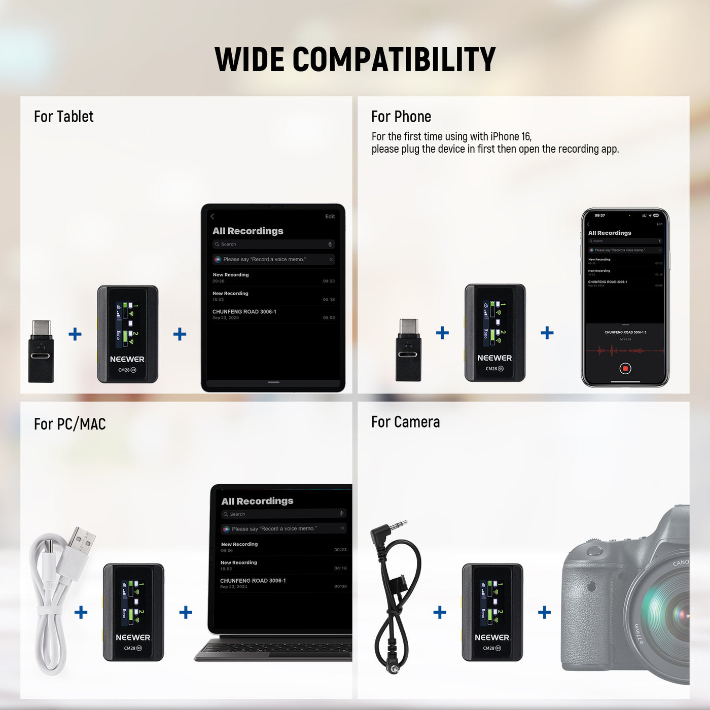 NEEWER CM28 Wireless Lavalier Lapel Microphone with Charging Case ...