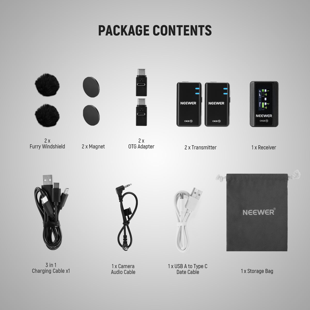 NEEWER CM28 Wireless Lavalier Lapel Microphone with Charging Case ...