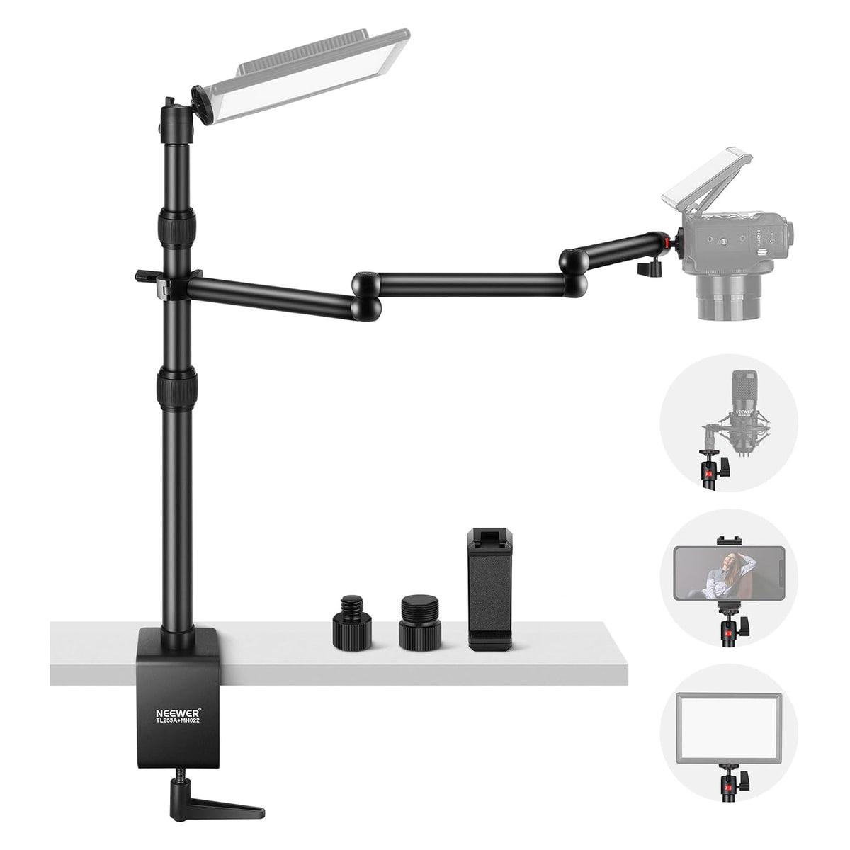 NEEWER TL253A+MH022 Upgraded Tabletop Camera Mount Stand - NEEWER