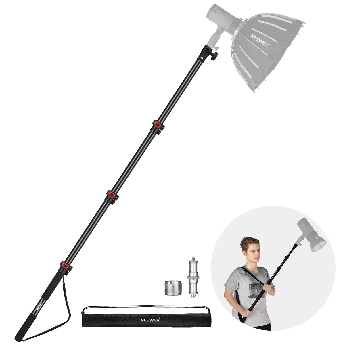 NEEWER MS-230C 7.5ft/230cm Boom Pole Stand - NEEWER