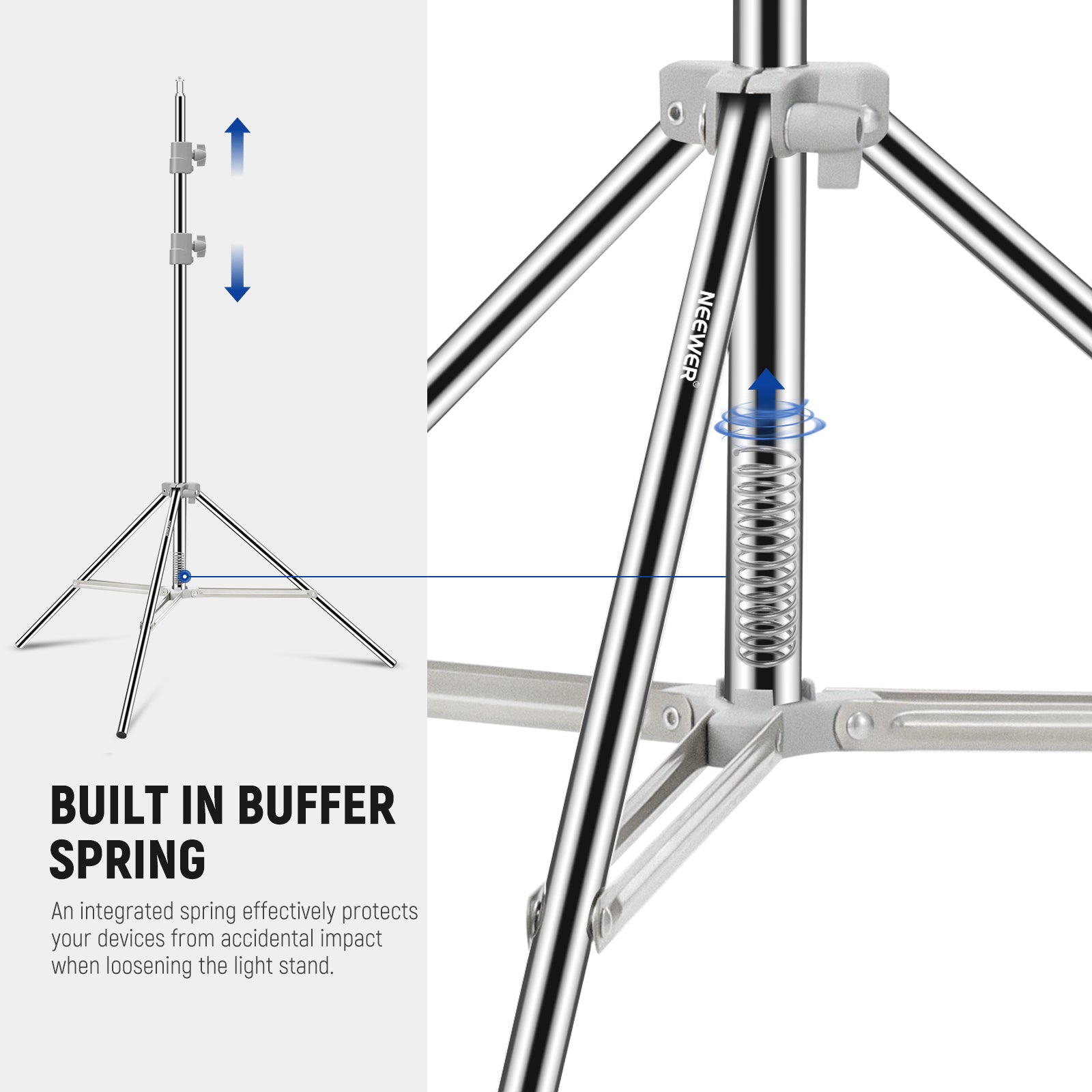 NEEWER ST-190SS Upgraded 75"/190cm Stainless Steel Light Stand - NEEWER ...