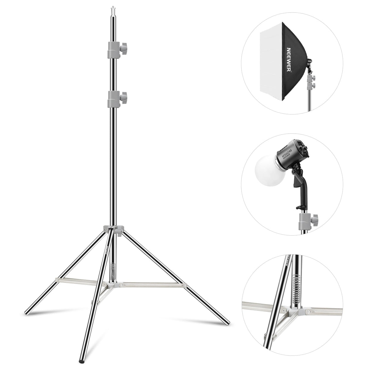 NEEWER ST-190SS Upgraded 75"/190cm Stainless Steel Light Stand - NEEWER ...